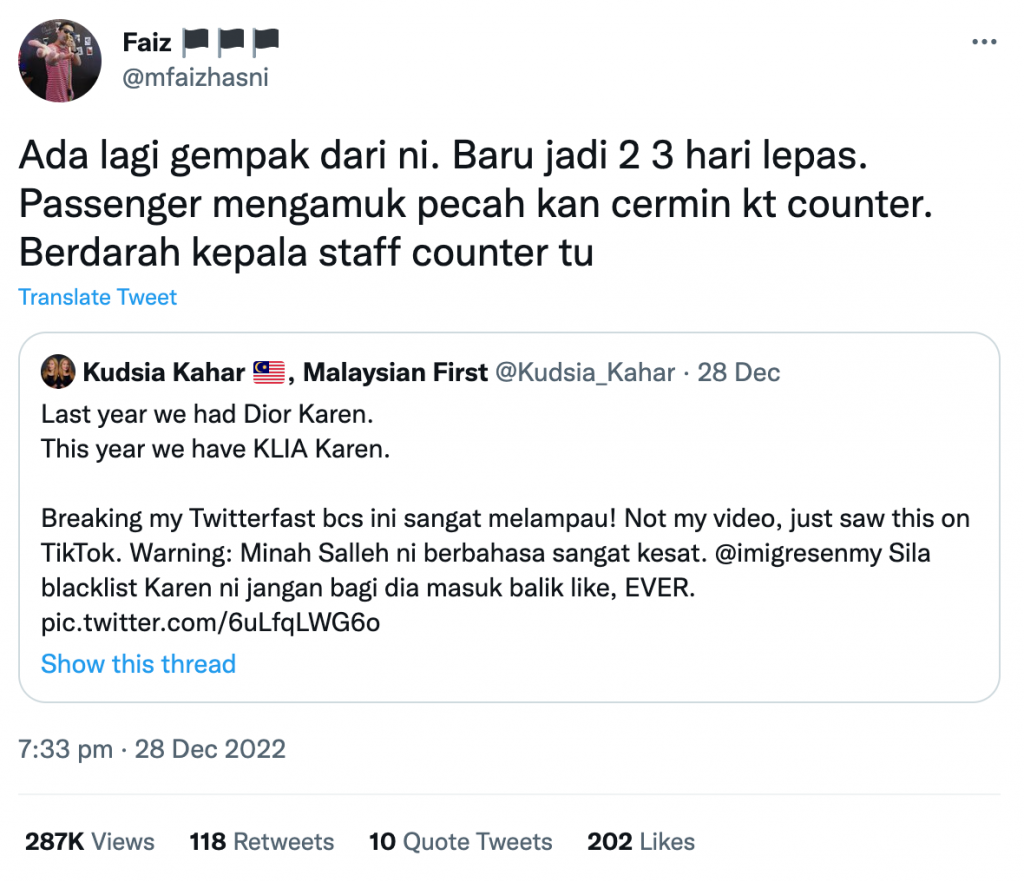 Amuk hingga pecahkan cermin kaunter, staf airport 'sound' penumpang biadap