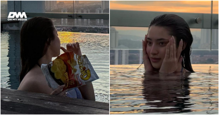 Pakai baju tali halus mandi kolam, netizen anggap Ameera Khan bidadari dunia