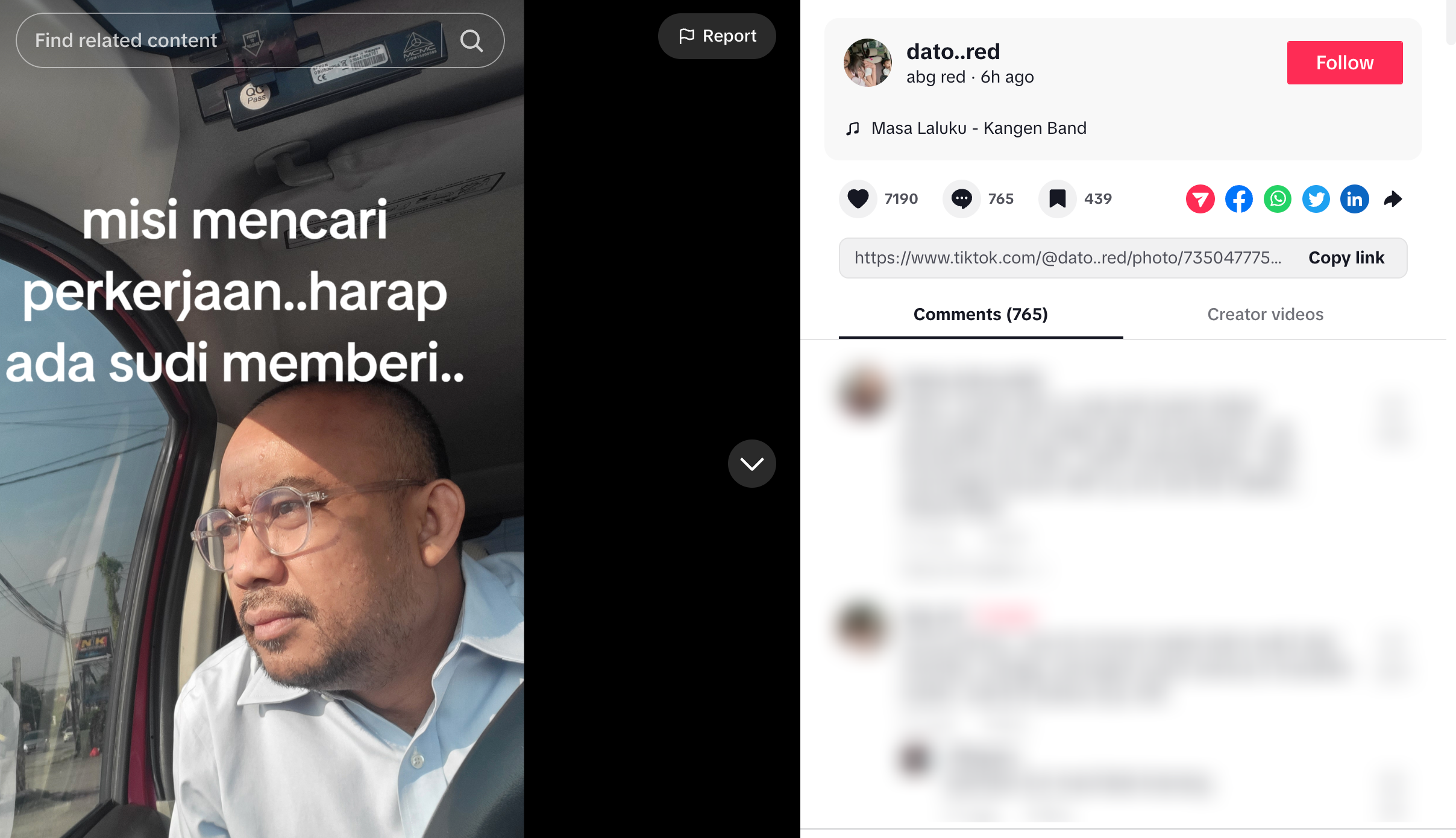 Datuk Red cari kerja di TikTok? -"Rezeki demi anak2 dan bayar hutang"