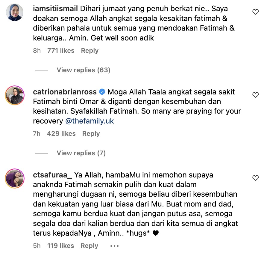 Fatimah The Family UK alami pendarahan selepas pembedahan biopsi
