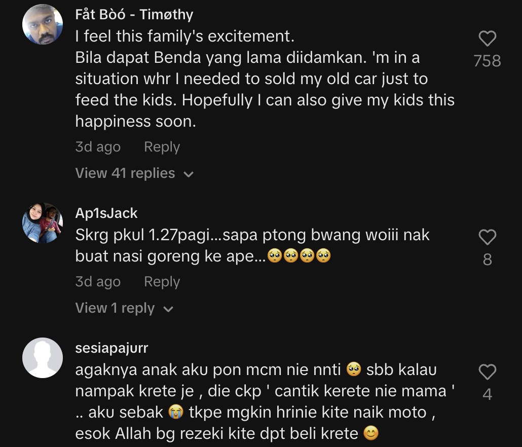 Melompat bahagia, reaksi anak2 lihat ibu bapa beli kereta pertama buat ...