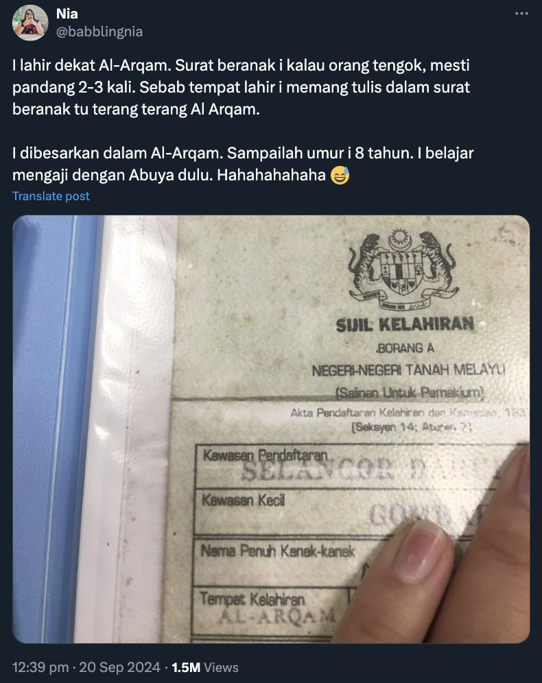 Wanita akui anak bekas pengikut, lokasi tempat lahir di surat beranak ...