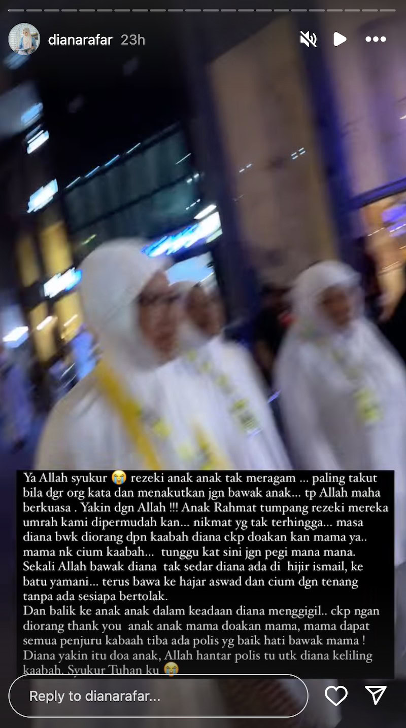 Diana Rafar terharu askar bantu urusan cium Hajar Aswad - "Berkat doa ...