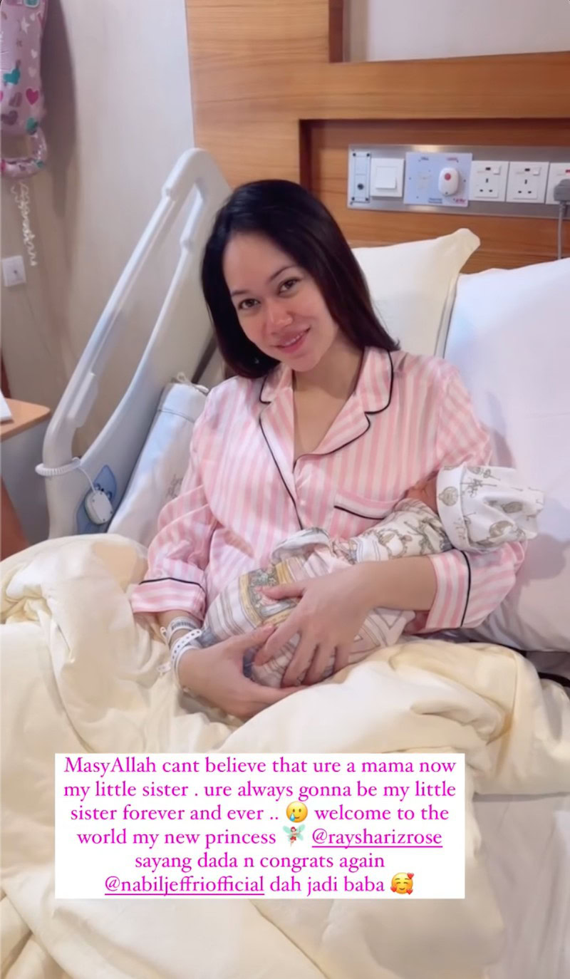 Tahniah! Raysha Rizrose selamat bersalin, timang bayi perempuan